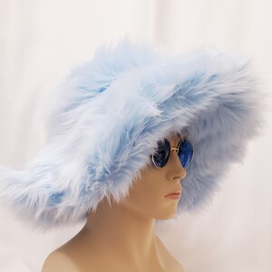 Custom OVERSIZED Light Blue Faux Fur Festival Hat / Fuzzy Fur Hat ...
