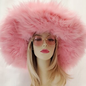 Custom Oversized PAMELA Pastel Pink Faux Fur Hat / Floppy Hat ...