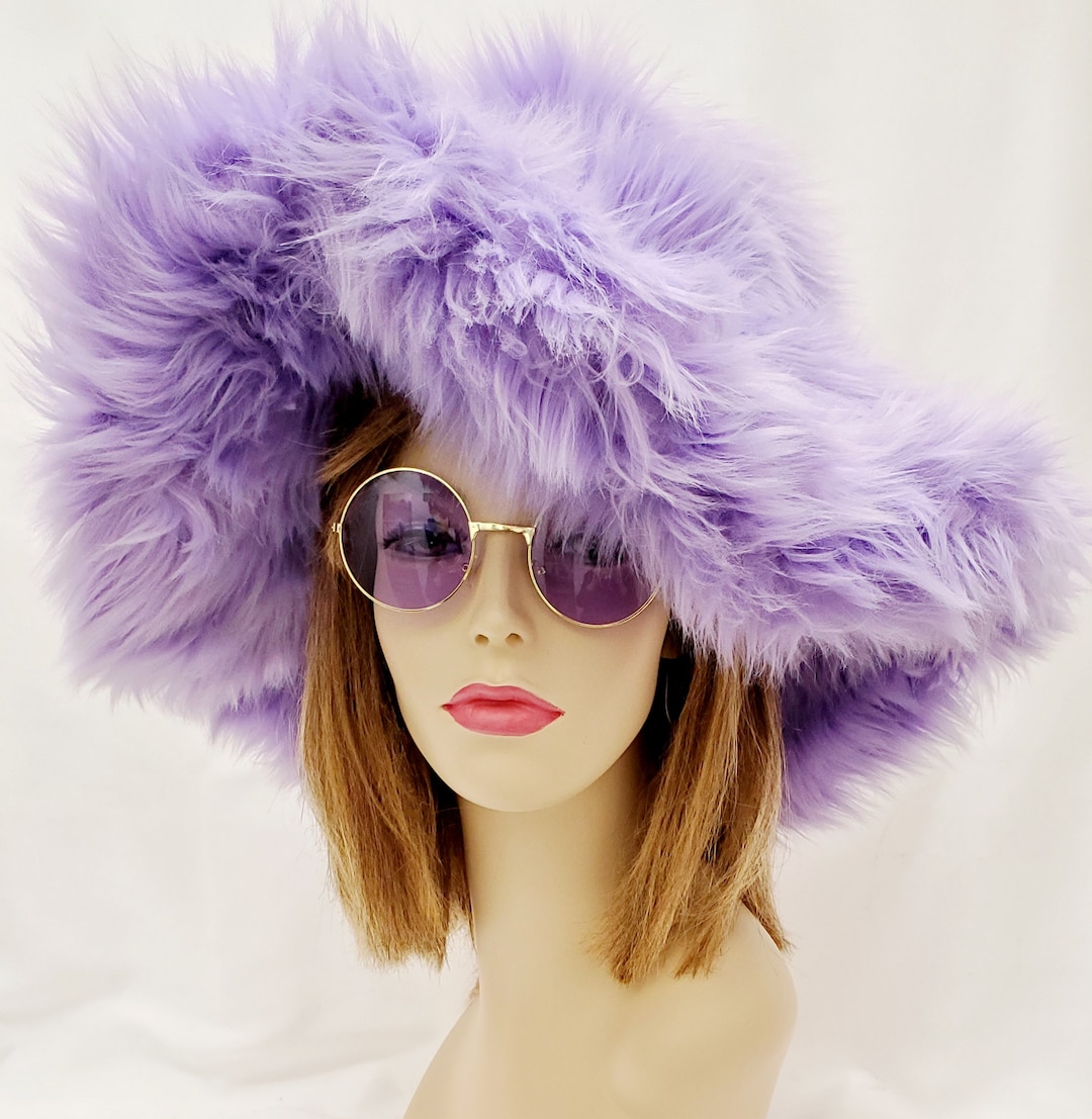 Custom OVERSIZED Lavender Faux Fur Bucket Hat / Floppy Hat / Festival ...