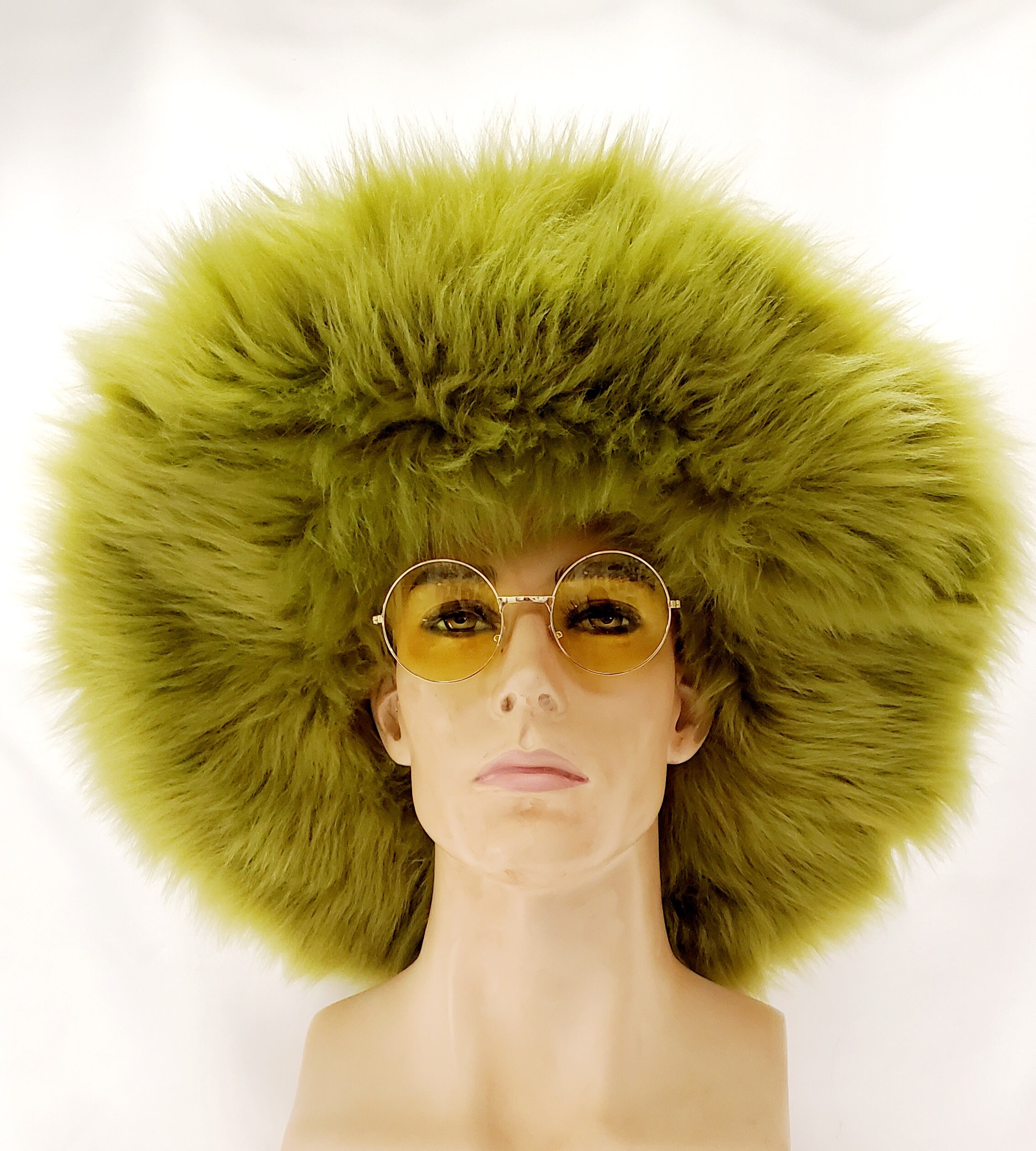 Custom OVERSIZED Moss Green Faux Fur Festival Hat / Floppy Hat / Fuzzy ...