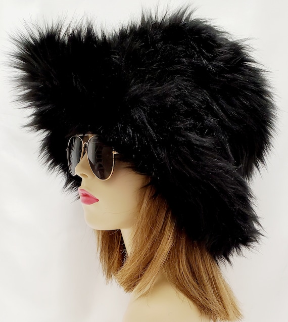 Gorgeous Black Faux Fur Bucket Hat / Shag Hat / Festival Hat / - Etsy