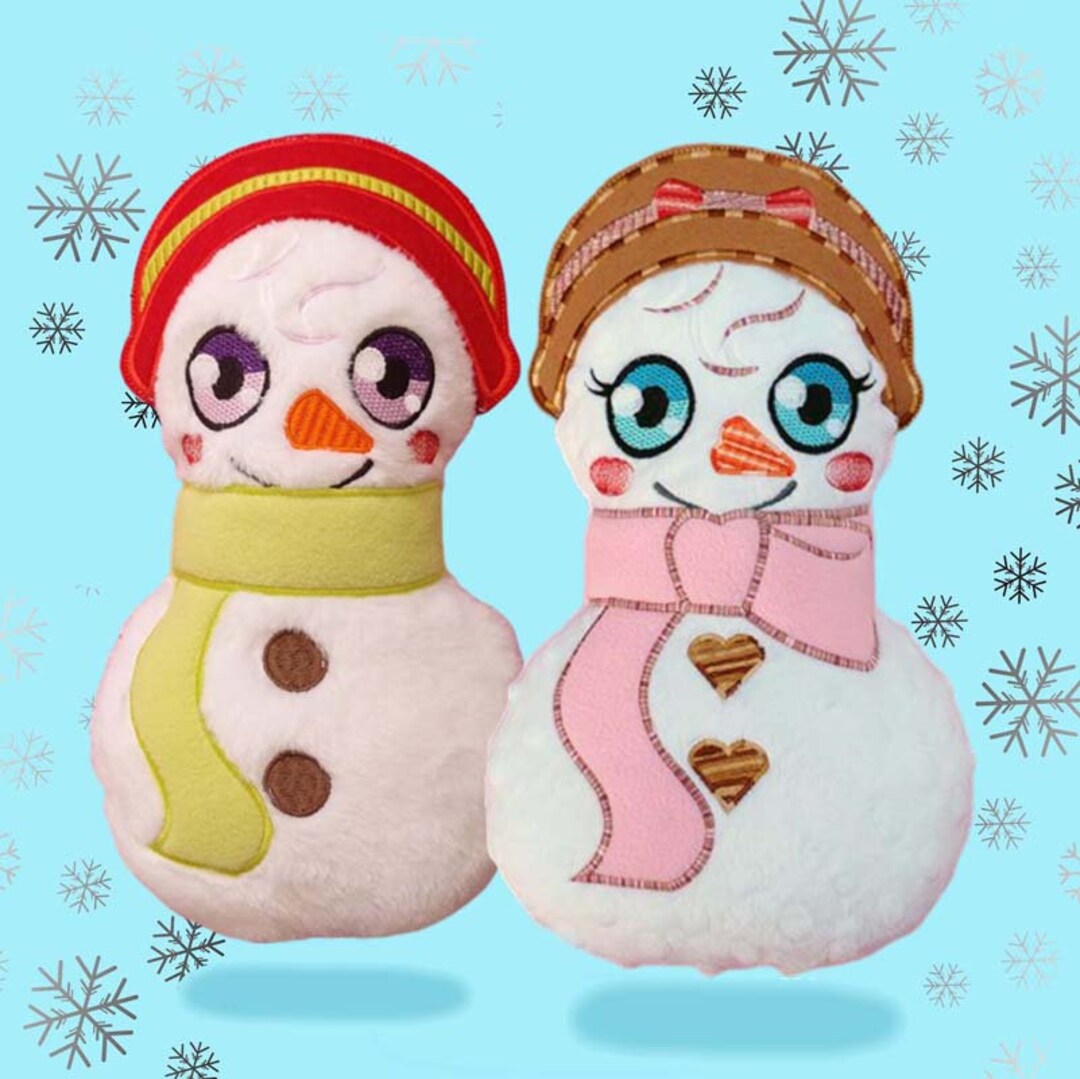 Snowman Stuffie Set 4 SIZES, Plushie Machine Embroidery Digitized ...