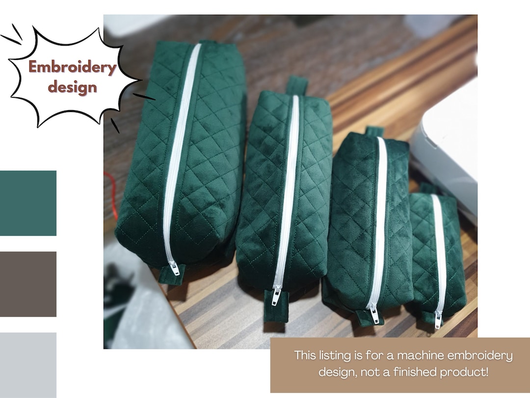 Ultimate Quilted Zippered Boxy Pouch Luxury Bag Machine Embroidery ...