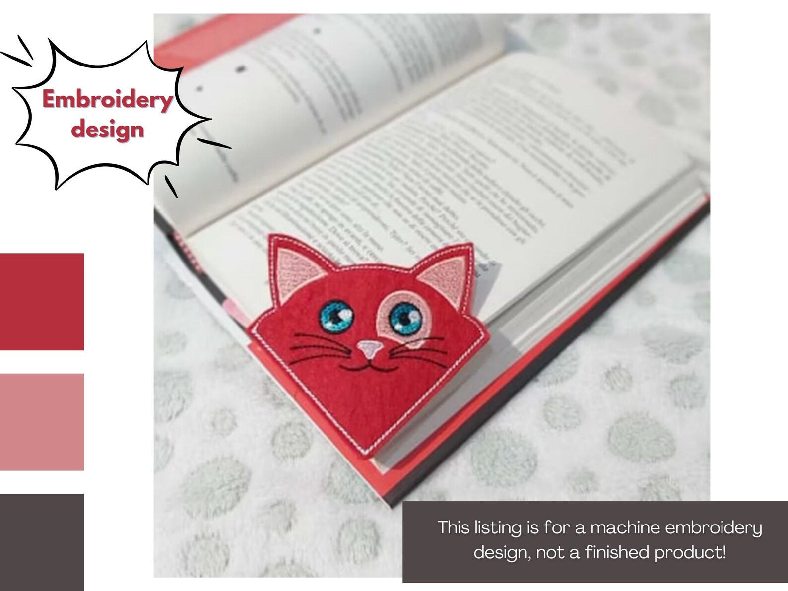 In the Hoop Cute Kitty Cat Corner Bookmark Feltie ITH - Etsy