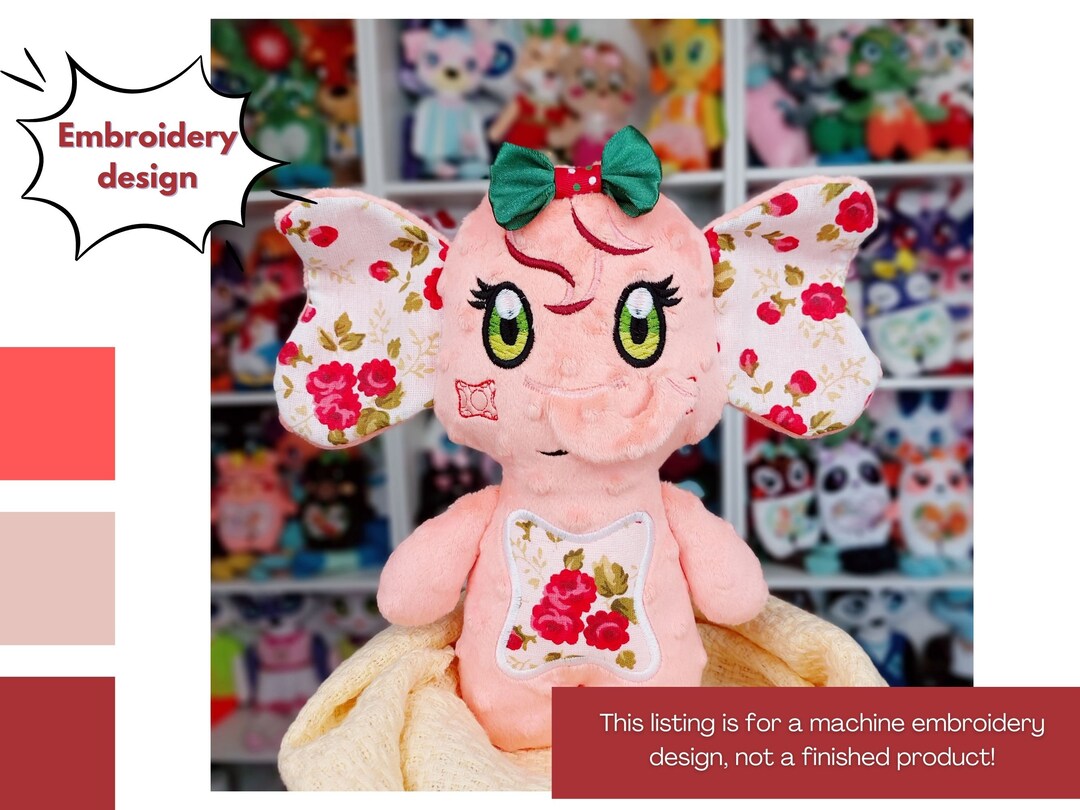 Elephant Mellow Stuffed Toy Machine Embroidery Pattern - PDF Digital ...