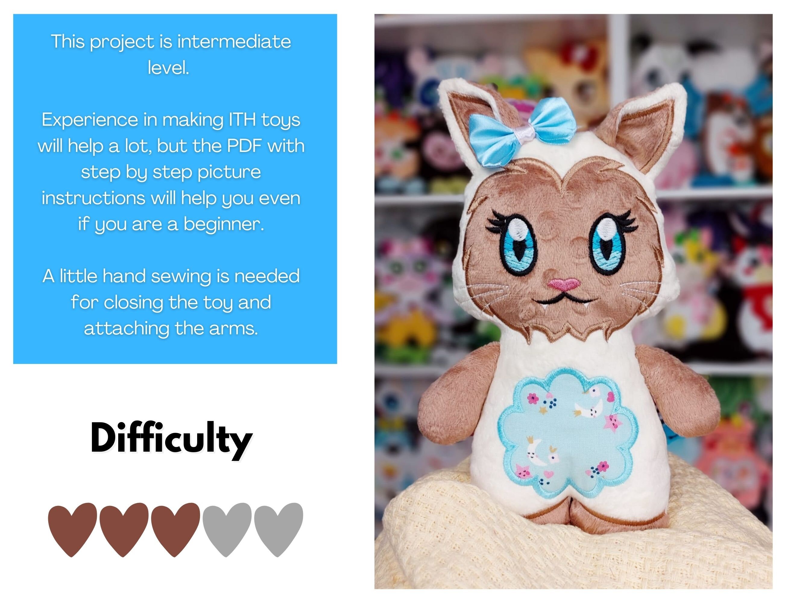 Siamese Cat Mellow Stuffed Toy Machine Embroidery Pattern - Etsy