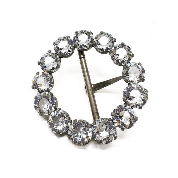 1920s Art Deco Vintage Circular Crystal Buckle - Gem
