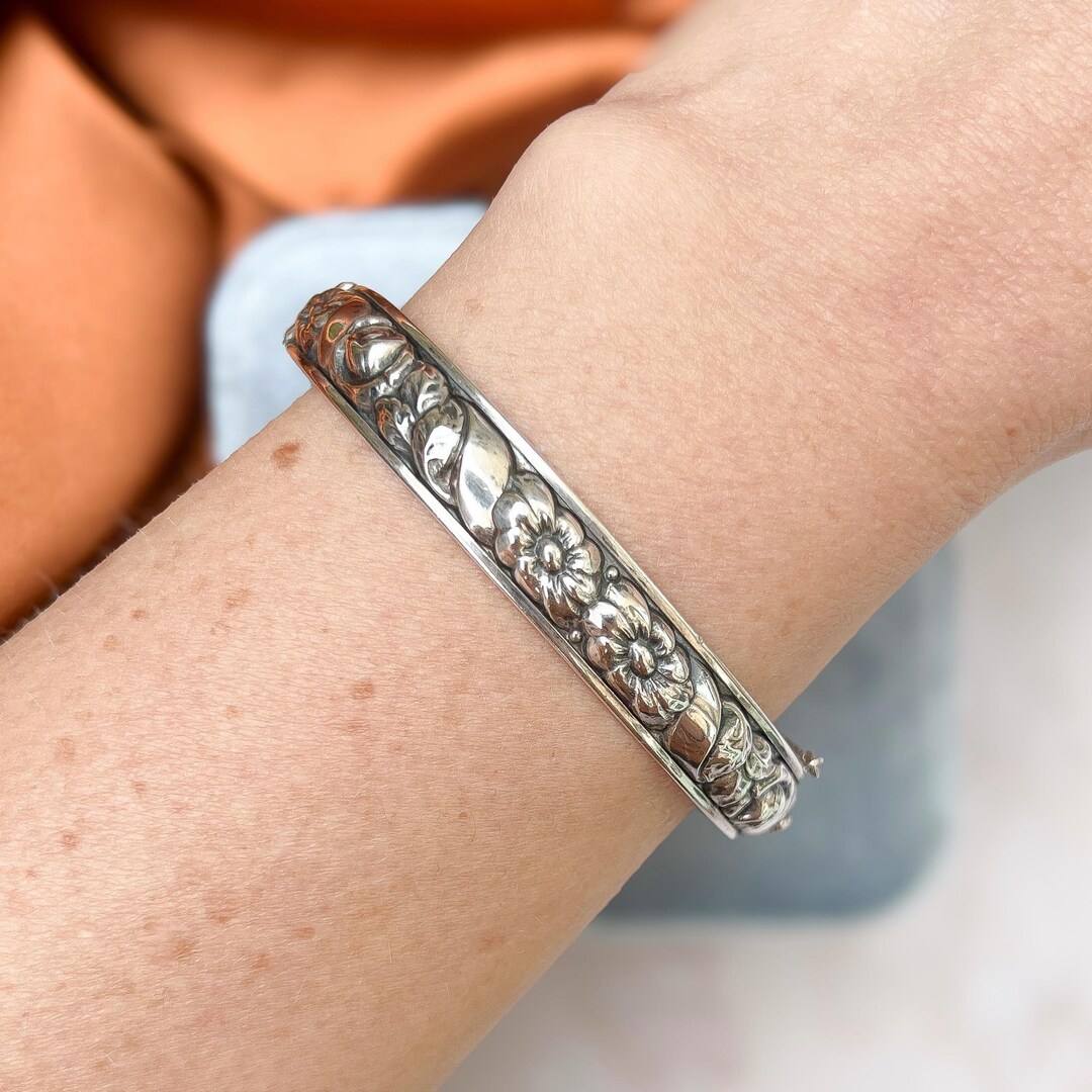 Schmit and Staub Bangle Vintage 1930s Silver Floral - Etsy
