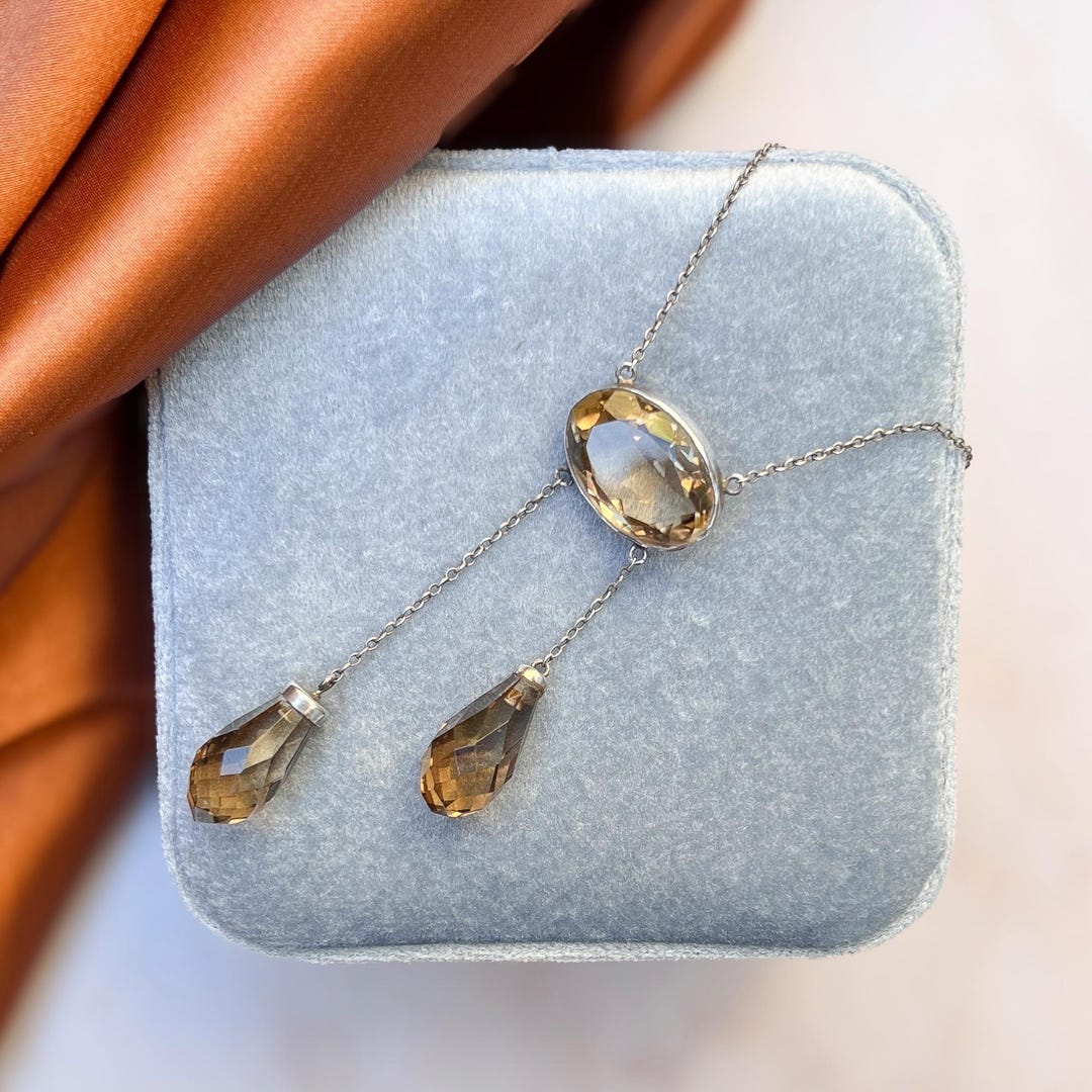 Edwardian Négligée Necklace Antique C.1900 Smoky Citrine and Silver - Etsy