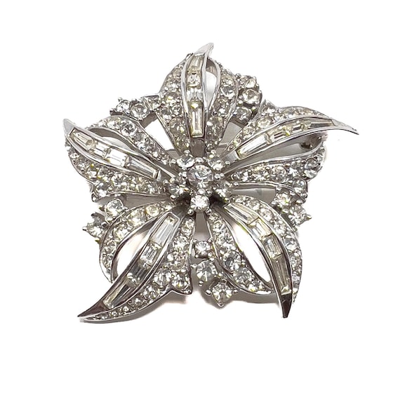 Marcel Boucher Brooch Vintage Mid to Late 1950s Rhinestone Flower Etsy