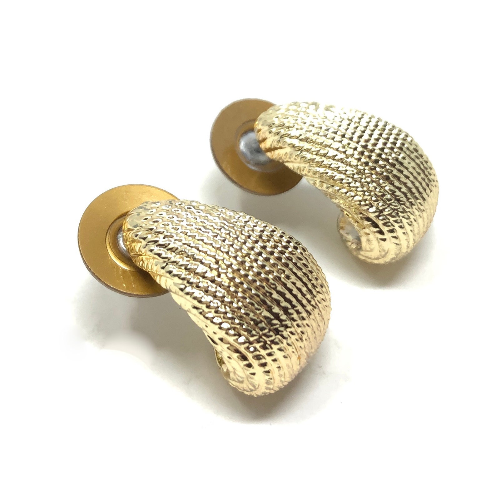 Monet 1990s Gold Plated Comma Design Vintage Earrings | Etsy