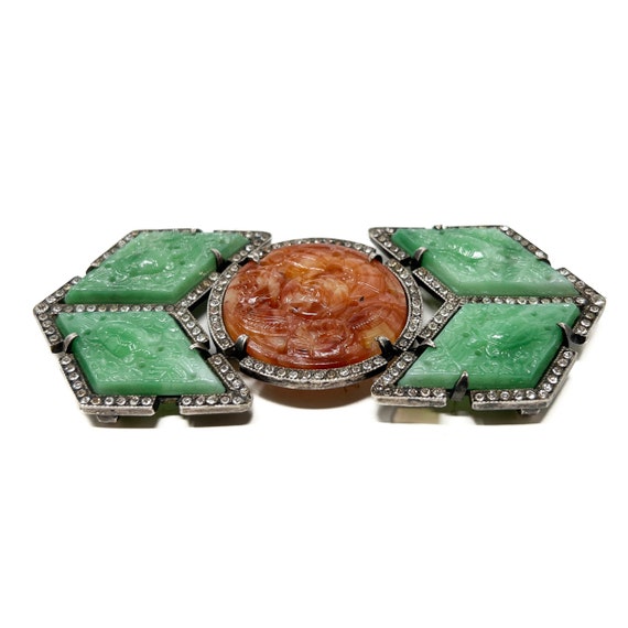 1920s Art Deco French Pressed Glass and Paste Antique… - Gem