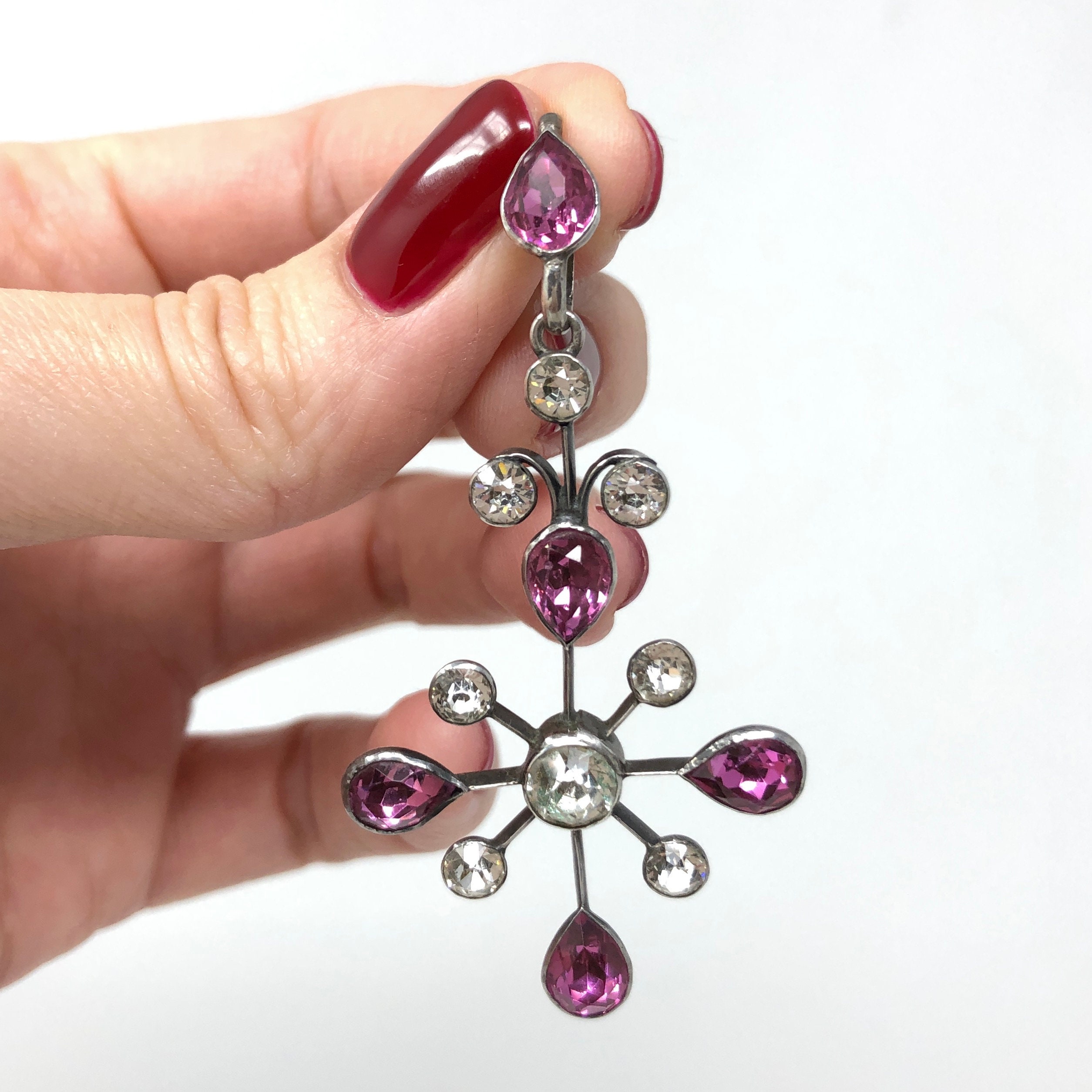 Antique Pink Paste Star Pendant - Etsy