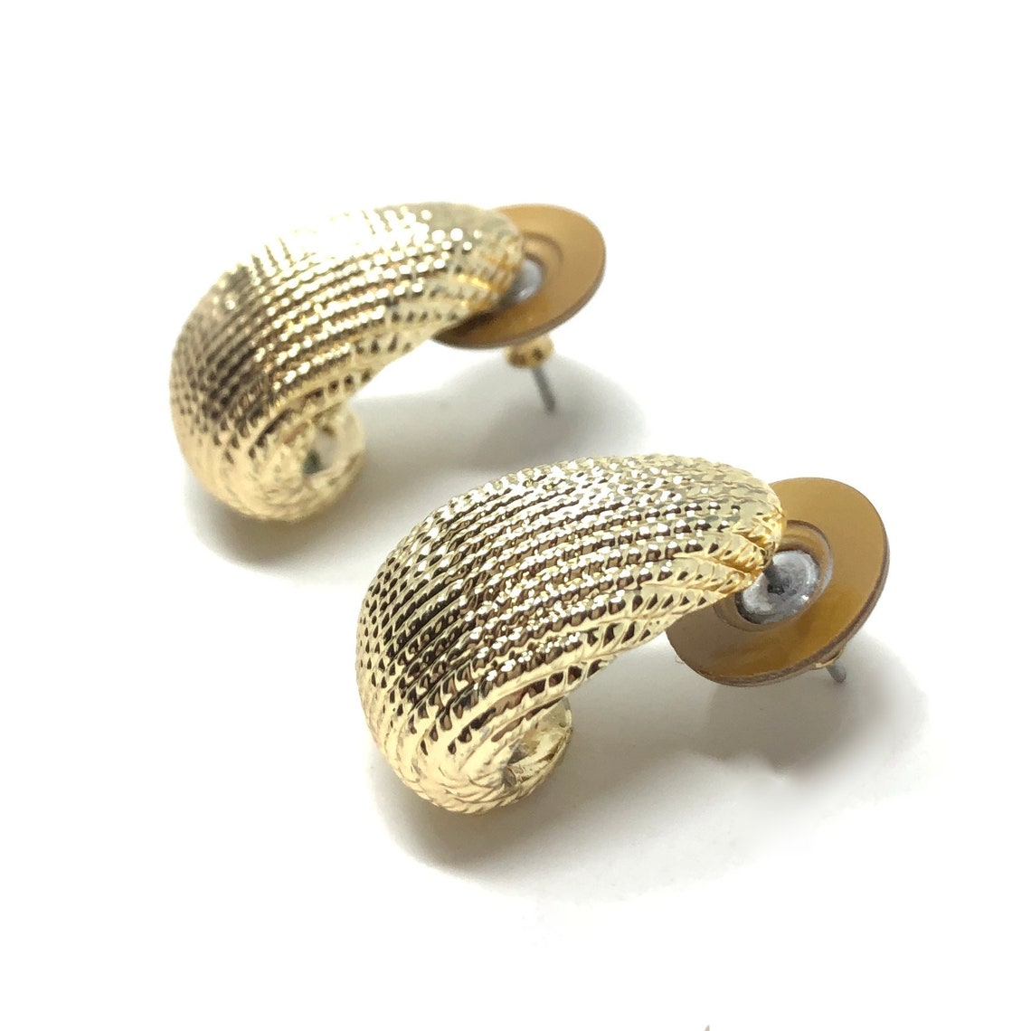 Monet 1990s Gold Plated Comma Design Vintage Earrings | Etsy