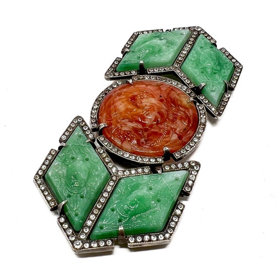 1920s Art Deco French Pressed Glass and Paste Antique… - Gem