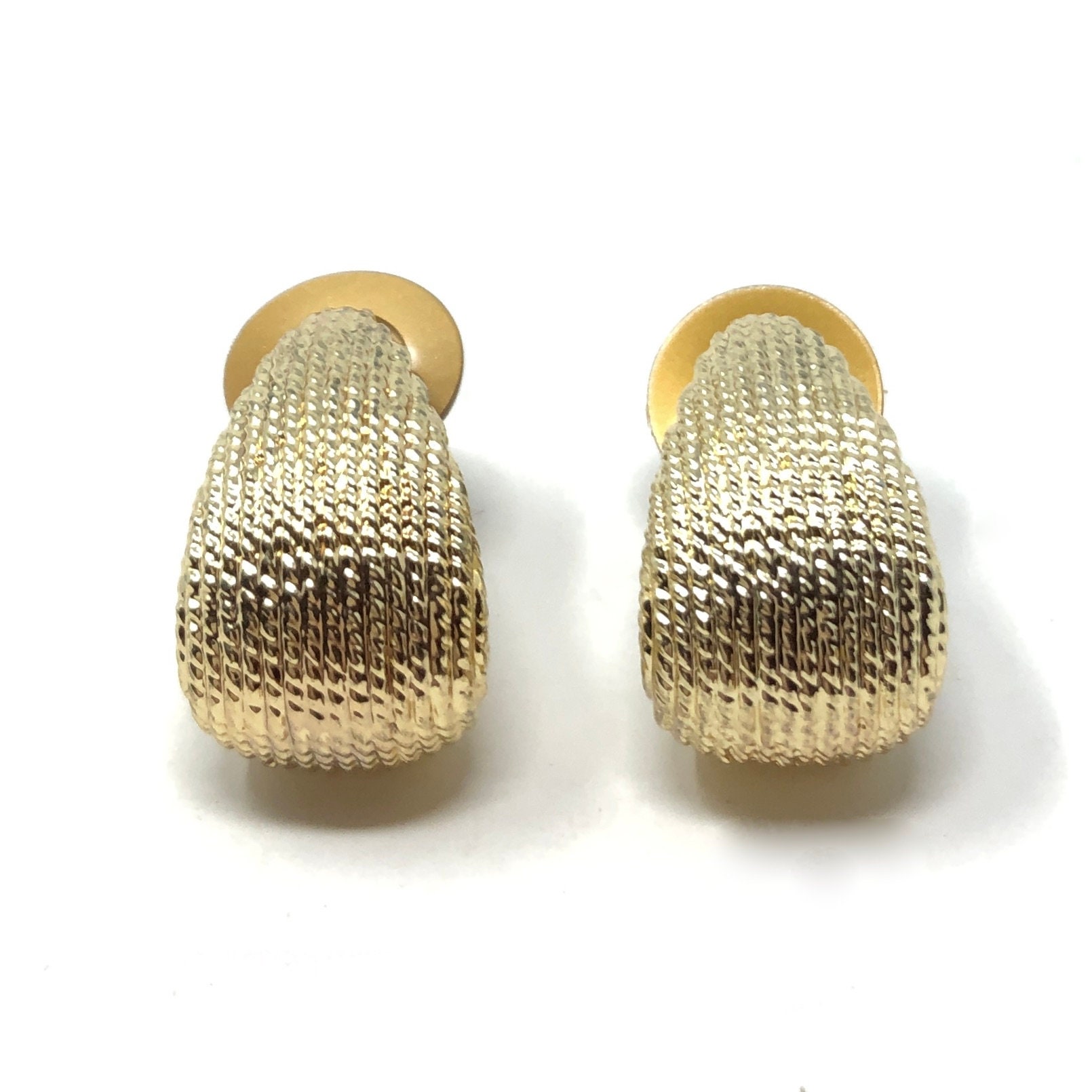 Monet 1990s Gold Plated Comma Design Vintage Earrings | Etsy