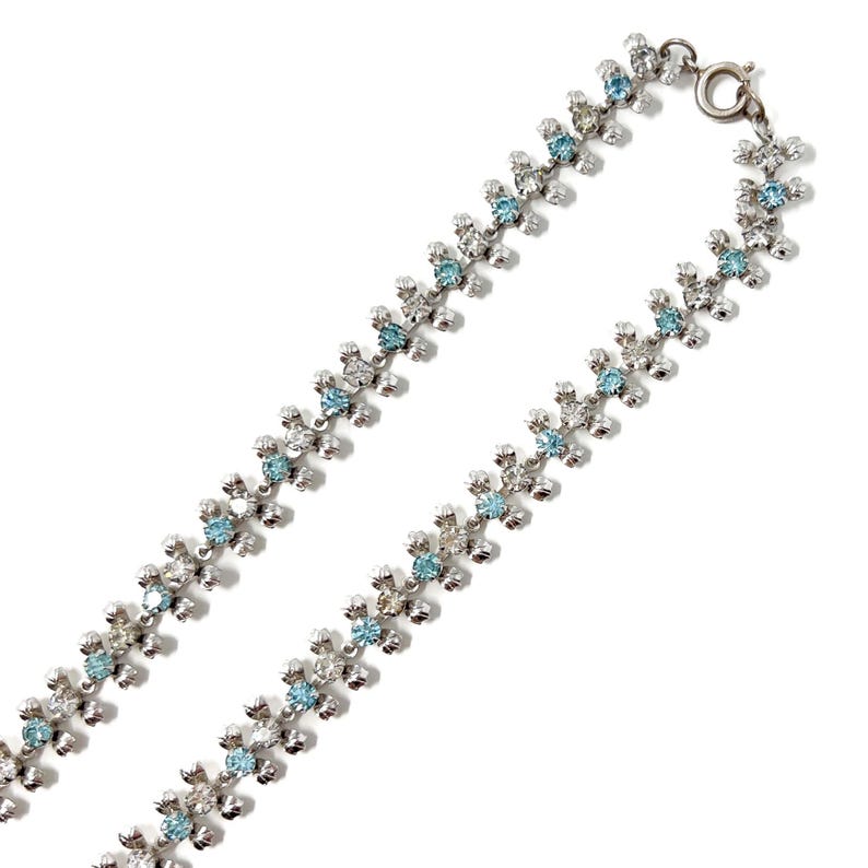 Vintage 1950s Necklace Aquamarine Rhinestone Floral Pendant - Etsy UK