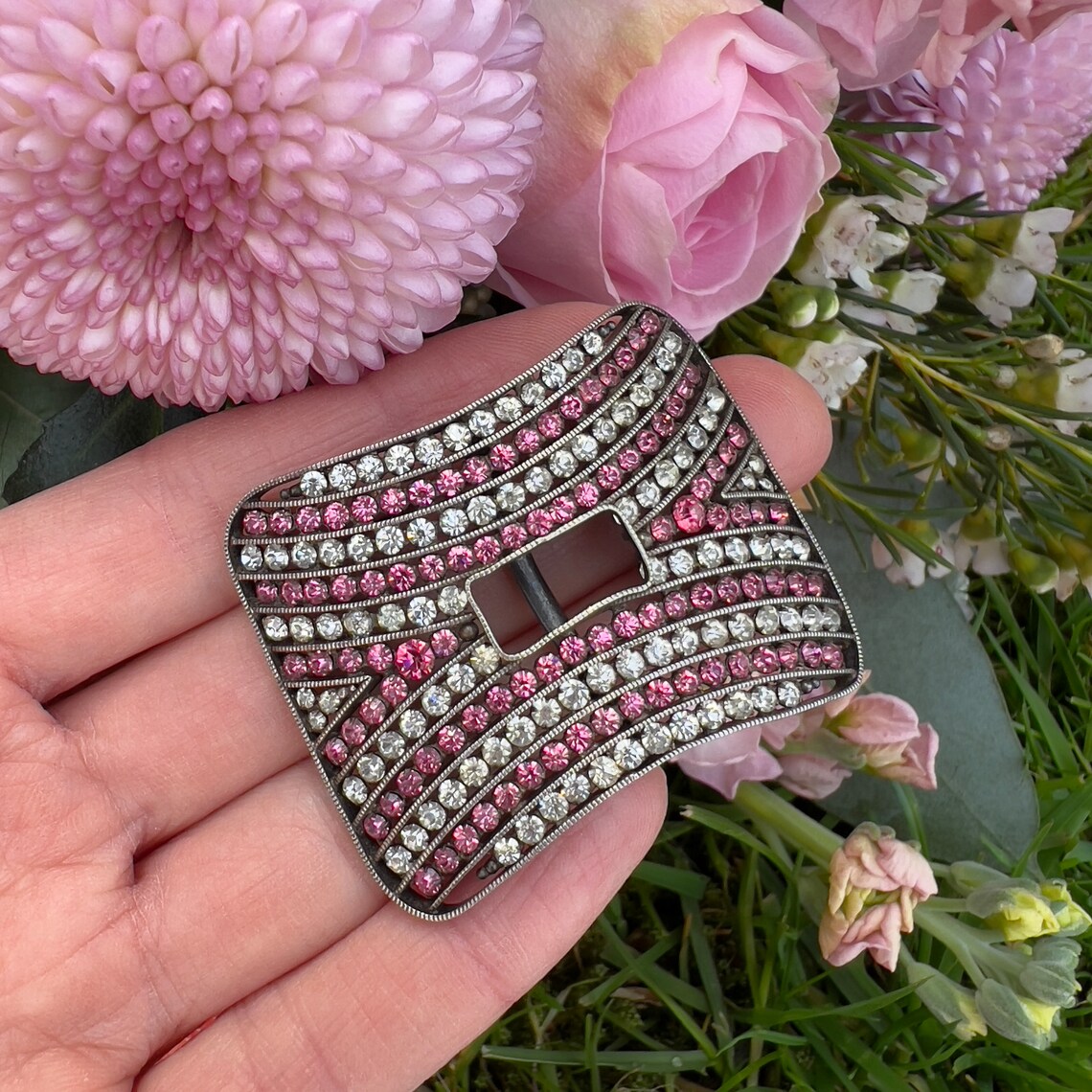 1920s Art Deco Pink Paste Vintage Striped Buckle - Etsy