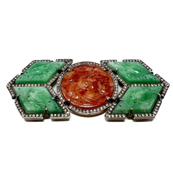 1920s Art Deco French Pressed Glass and Paste Antique… - Gem