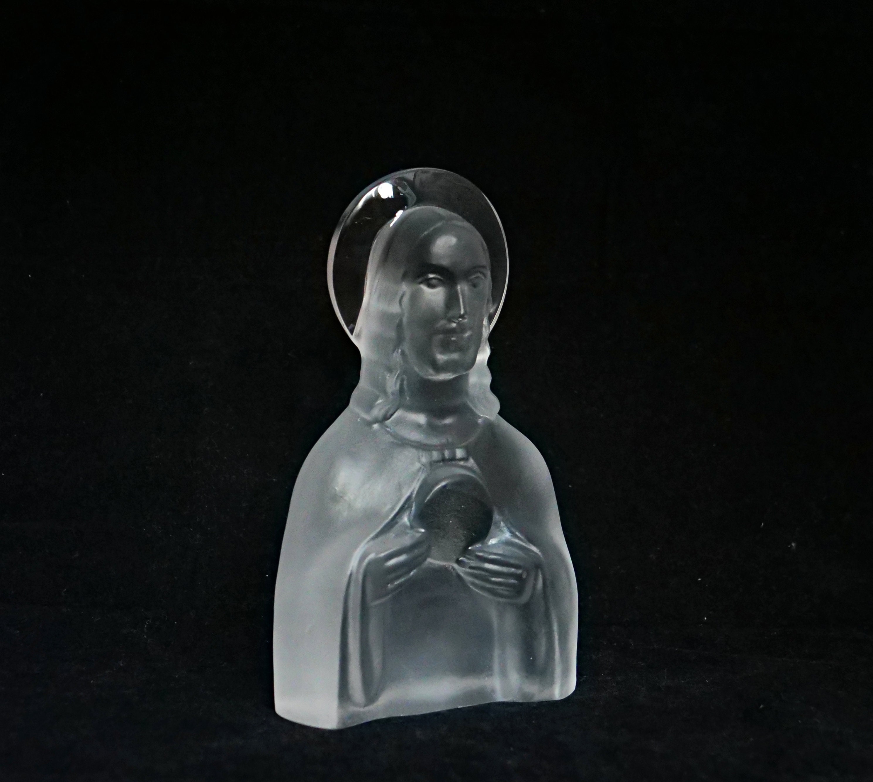 Art Deco Crystal Glass Jesus Christ Statue, Curt Schlevogt, Artur Pleva ...