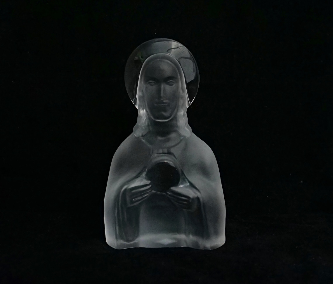 Art Deco Crystal Glass Jesus Christ Statue, Curt Schlevogt, Artur Pleva ...
