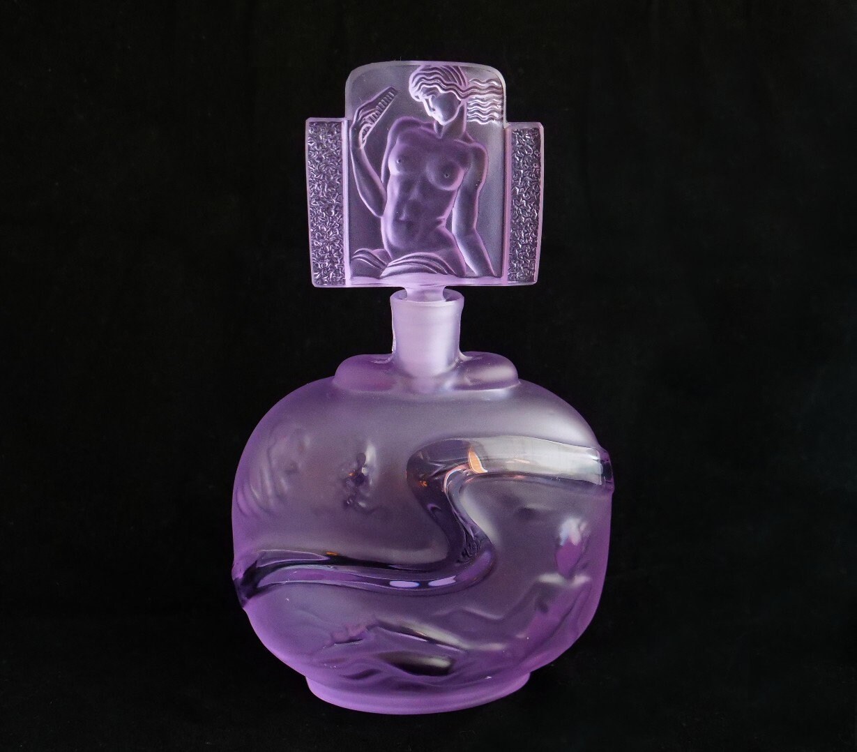 ART DECO Glass Flacon Crystal Czech Bohemian Perfume Bottle Nude ...