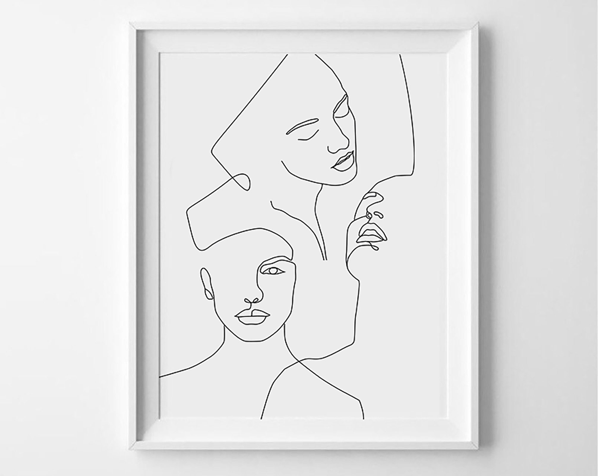 Continuous Line Art Print, One Line Face Wall Art, Contour Sketch ...