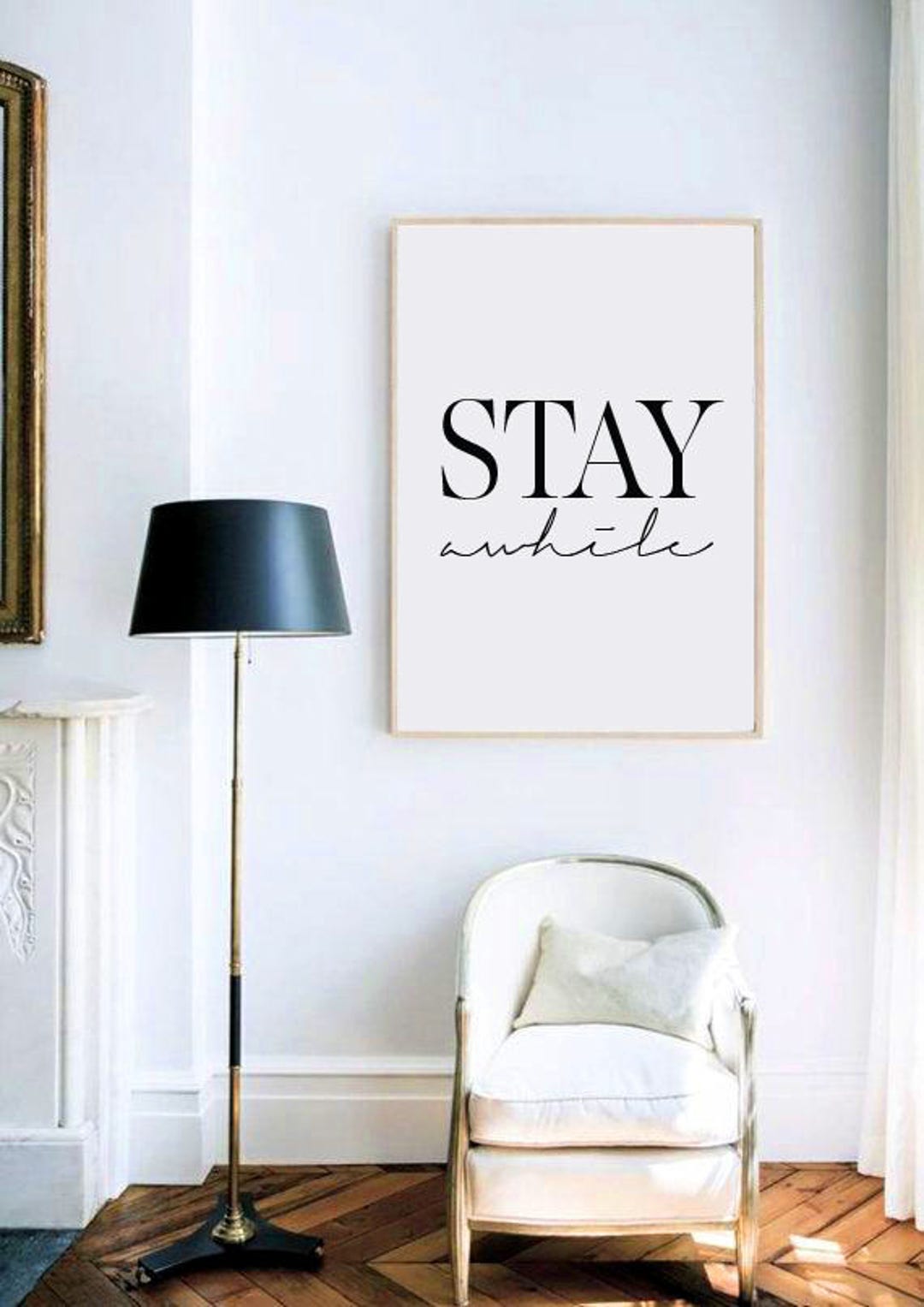 Stay Awhile, Stay Awhile Print, Typography Print, Inspirational Quote ...