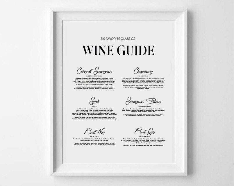 Wine Guide Wine Guide Print Wine Print Wine Wall Art - Etsy