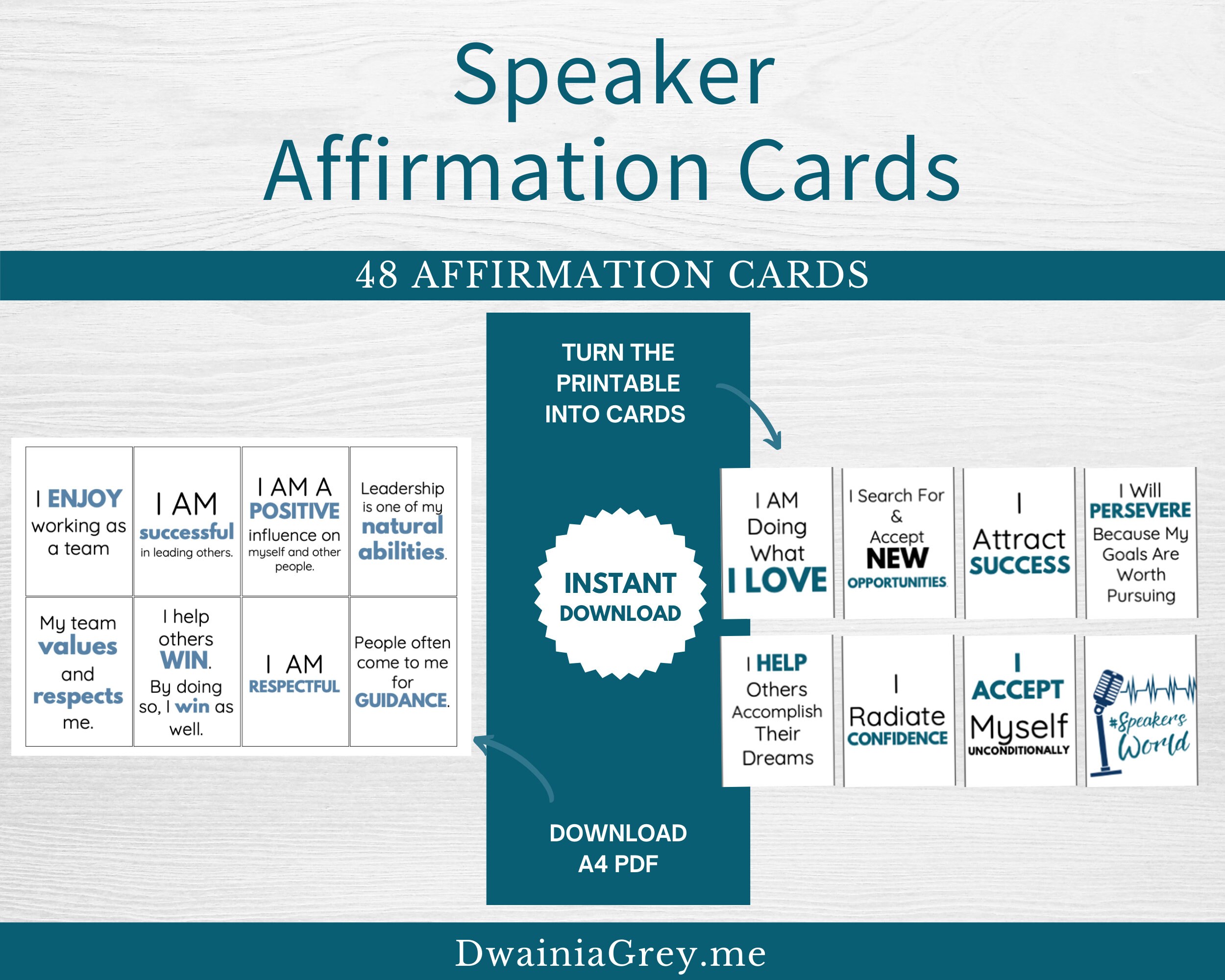 Speaker Affirmation Cards Digital Download | Positive Affirmation Cards ...