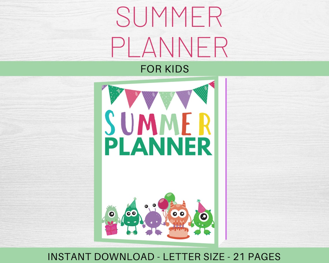 Summer Planner for Kids, Printable Summer Calendar, Summer Checklist ...