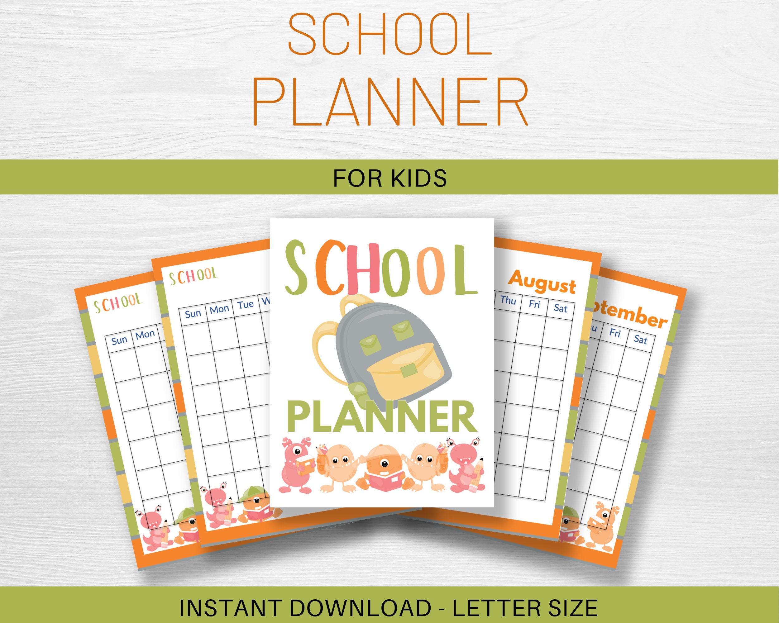 Student Planner for Kids, Printable Student Planner, School Shopping ...