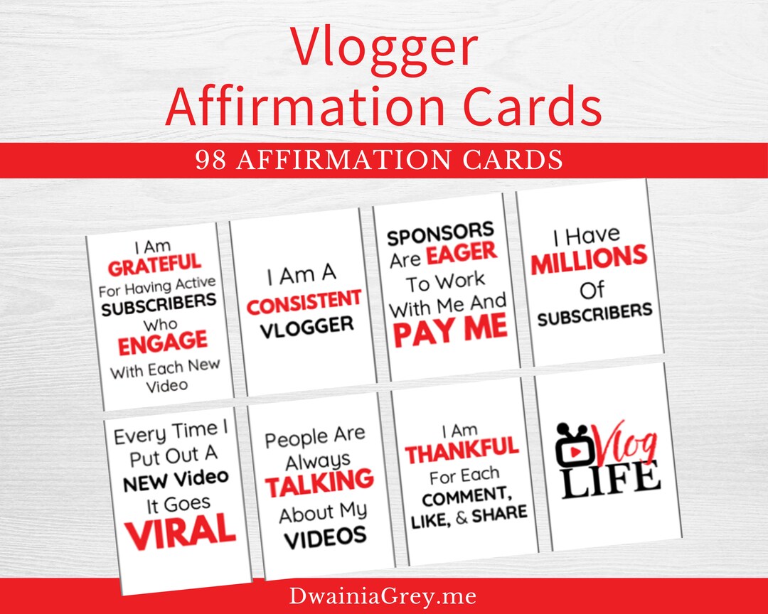 Affirmation Cards Digital Download for Vloggers | Positive Affirmation ...