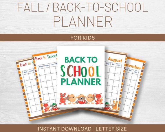 Back to School Planner for Kids Printable School Planner - Etsy