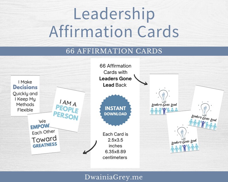 Leadership Affirmation Cards Digital Download | Positive Affirmation ...