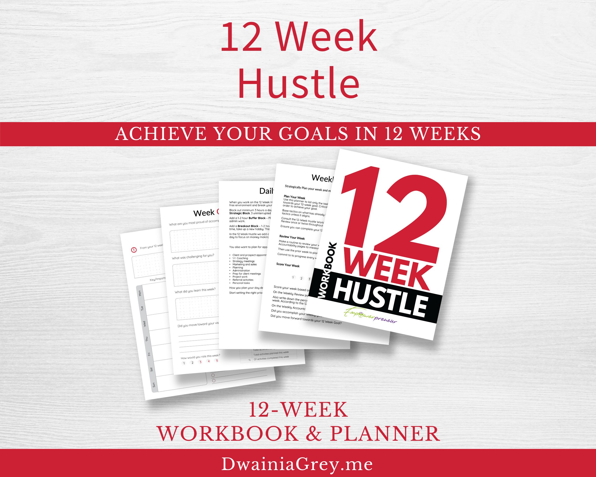 12 Week Hustle | 12 Week Year | 12 Week Planner | 12 Week Goal Workbook ...