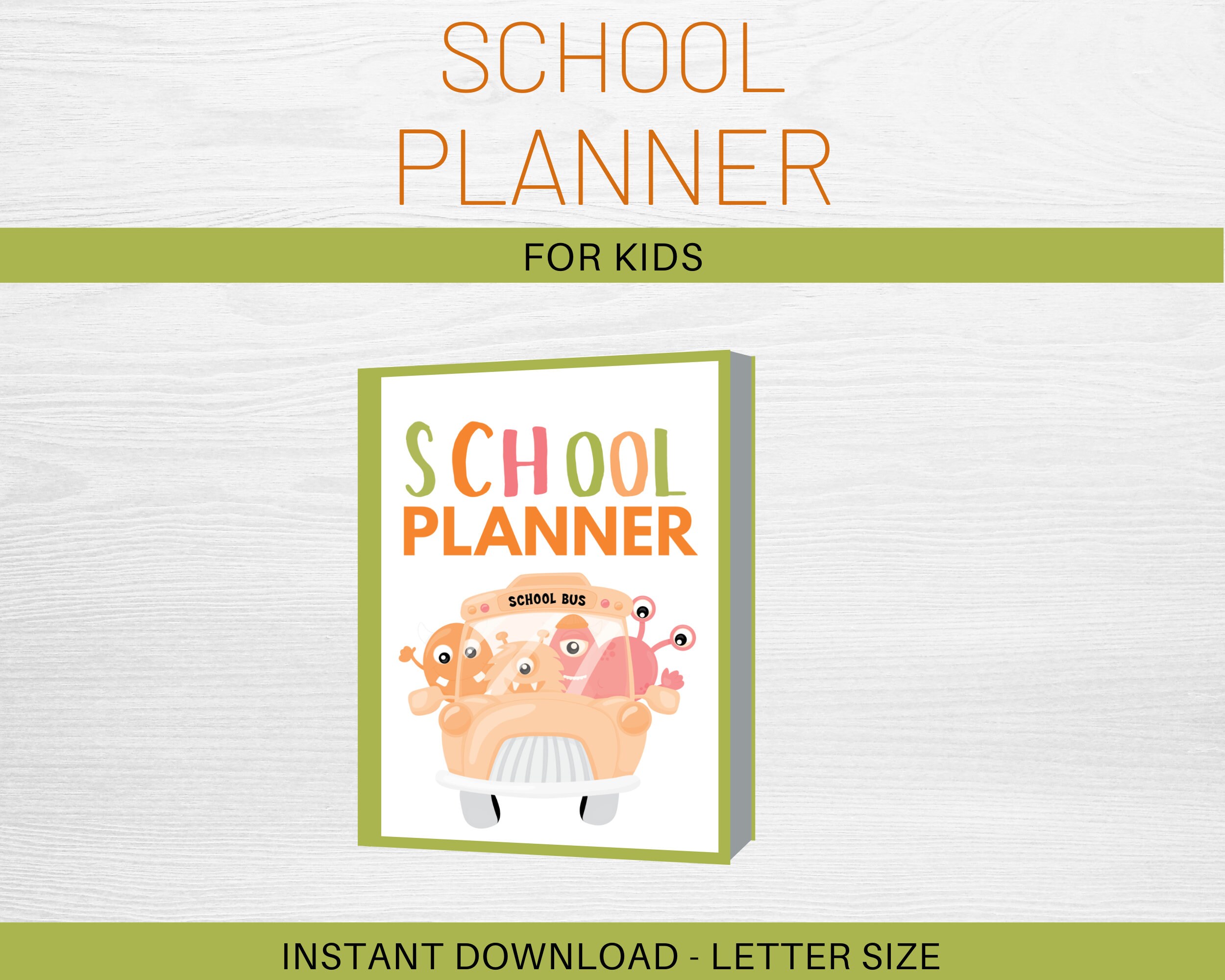 Student Planner for Kids, Printable Student Planner, School Shopping ...