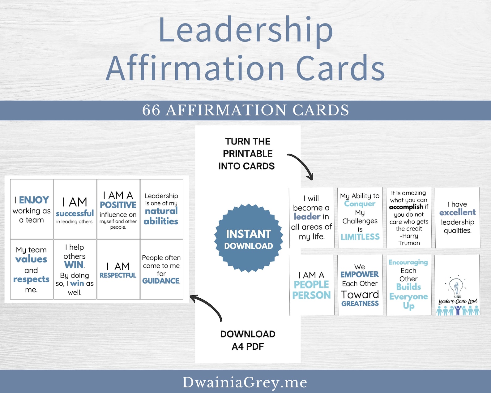 Leadership Affirmation Cards Digital Download | Positive Affirmation ...