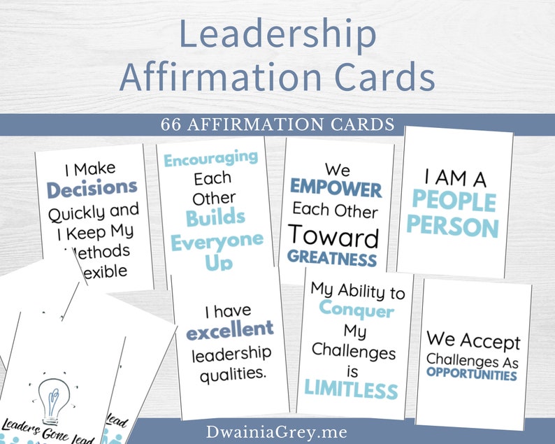 Leadership Affirmation Cards Digital Download | Positive Affirmation ...
