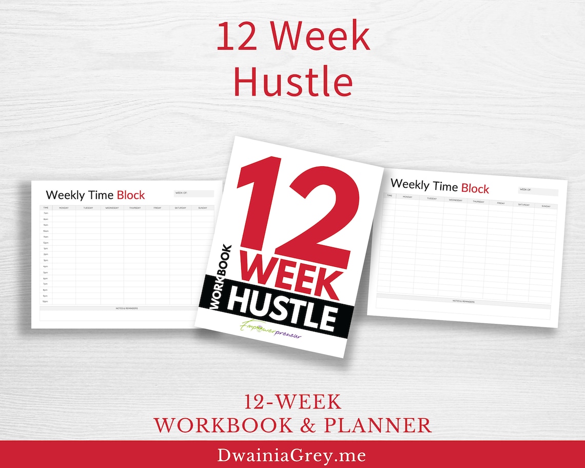 12 Week Hustle | 12 Week Year | 12 Week Planner | 12 Week Goal Workbook ...