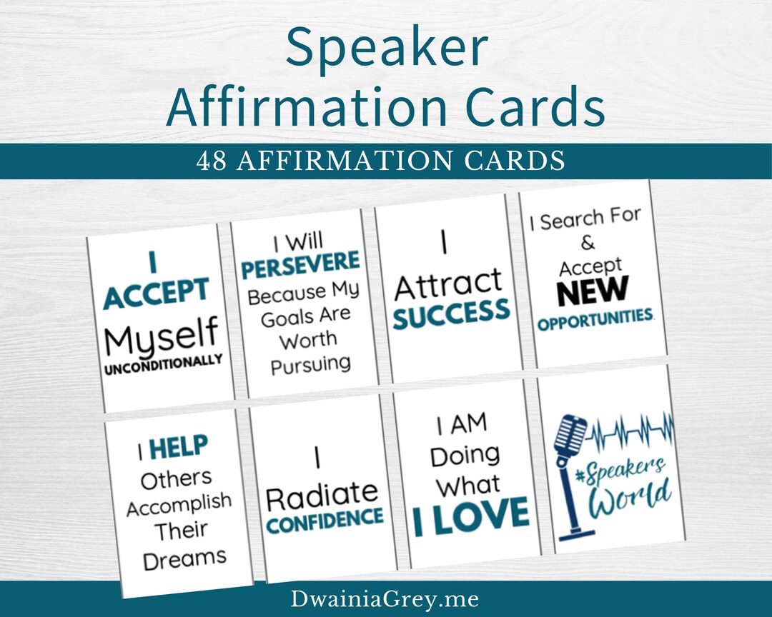 Speaker Affirmation Cards Digital Download | Positive Affirmation Cards ...