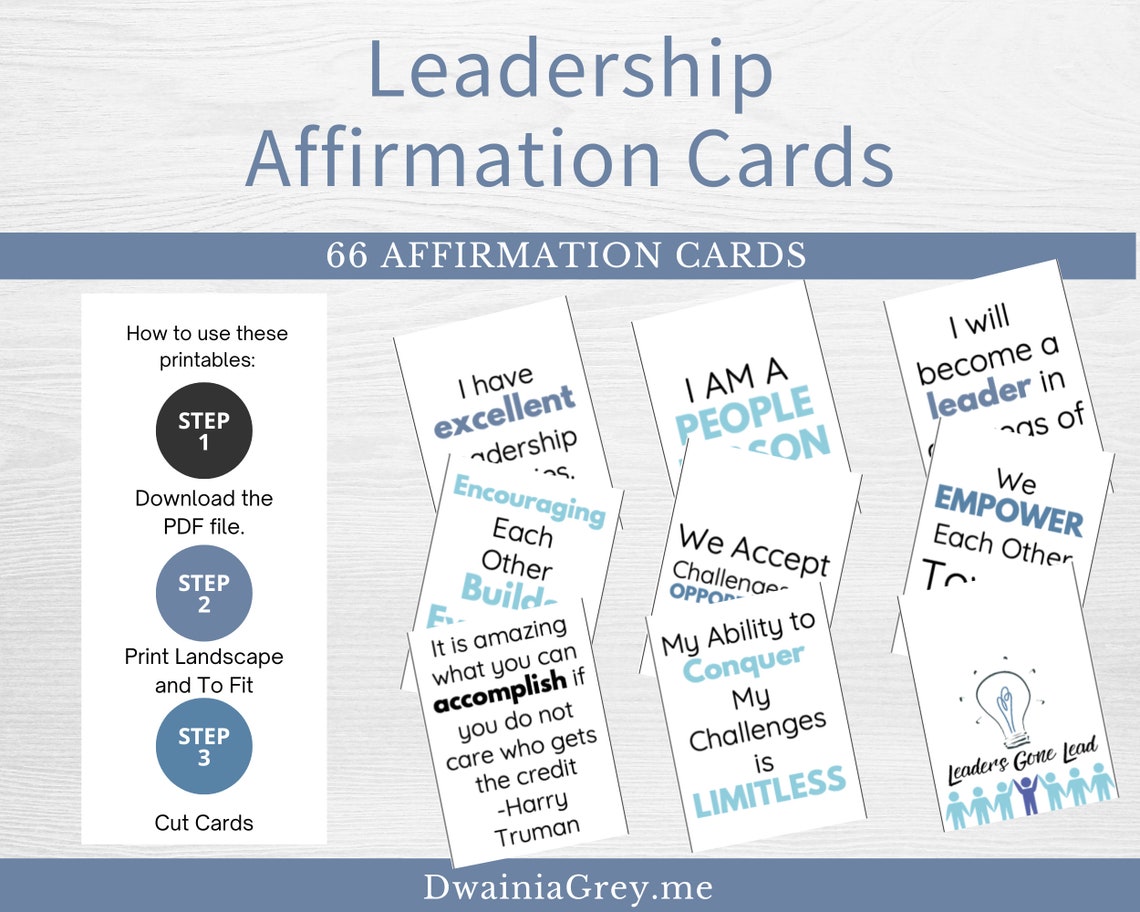 Leadership Affirmation Cards Digital Download Positive Affirmation ...