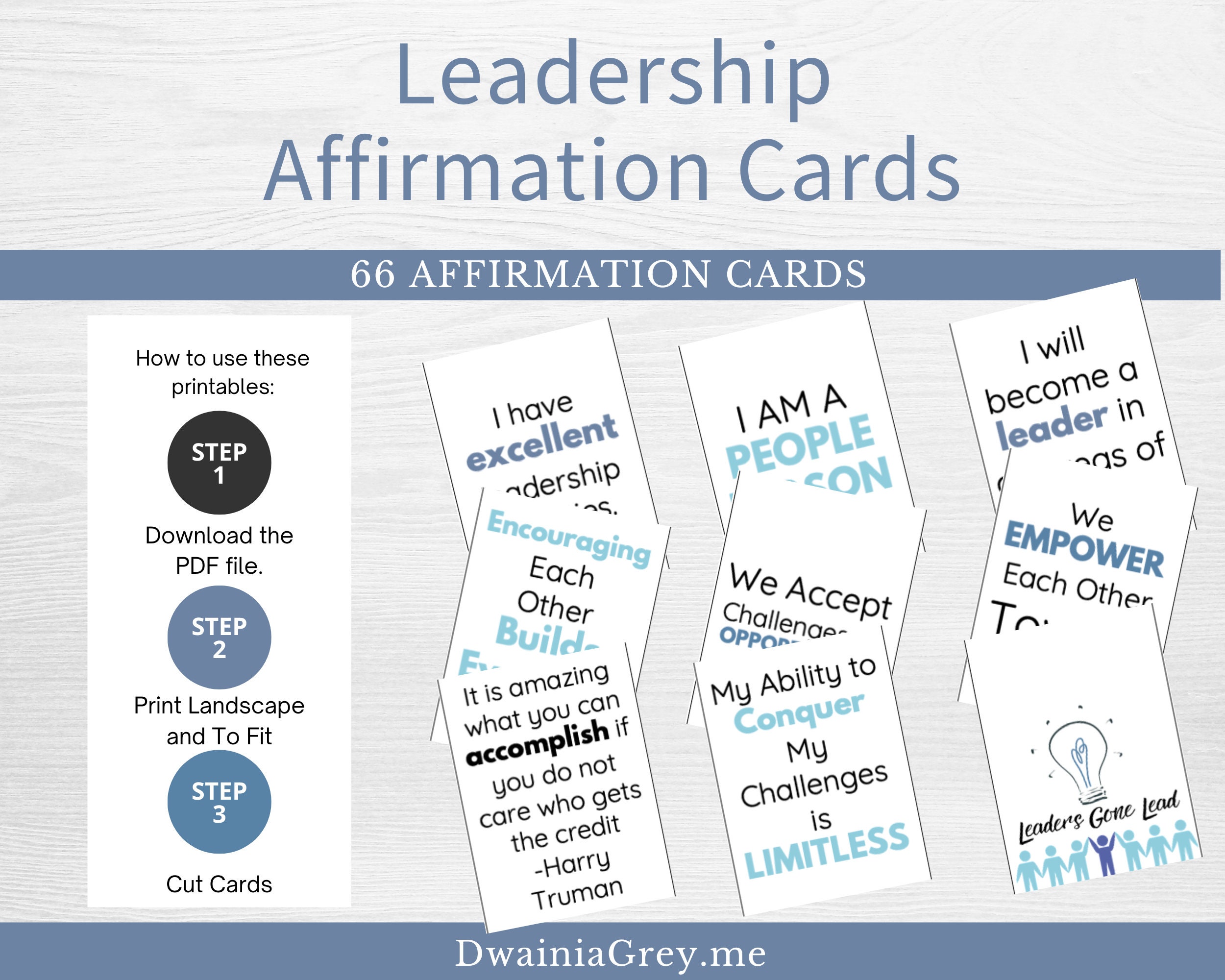 Leadership Affirmation Cards Digital Download | Positive Affirmation ...