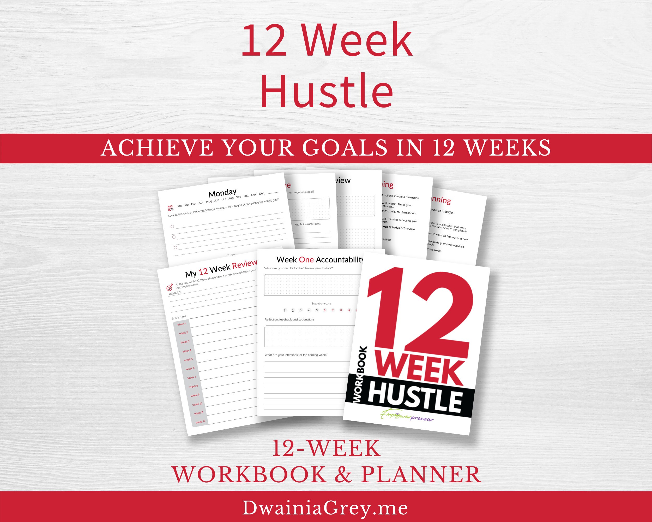 12 Week Hustle | 12 Week Year | 12 Week Planner | 12 Week Goal Workbook ...