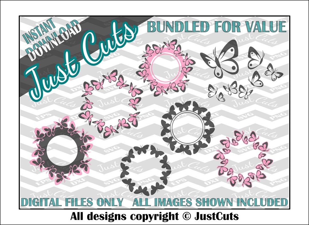 Monogram Frame Svg Butterfly Svgs Svg Frames Svg Set - Etsy