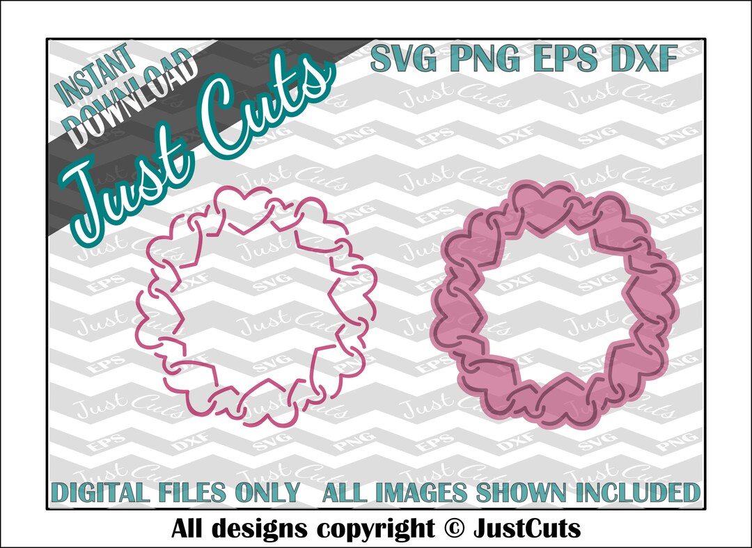 Linked Hearts Frame, SVG, Valentines SVG, Heart, Monogram, Border ...