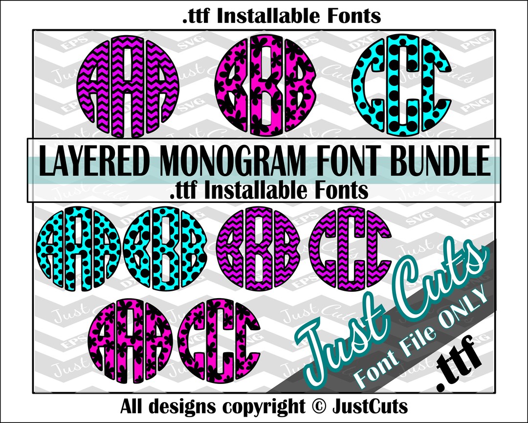 Layered Font Bundle, Monogram Fonts, Font Bundle, Layered Fonts ...