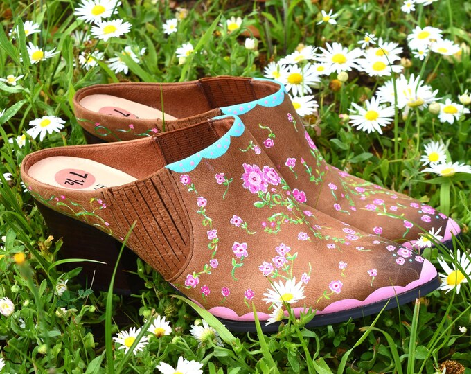 Wildflower Western Hand-painted Cowgirl Shooties, Hand-painted Western ...
