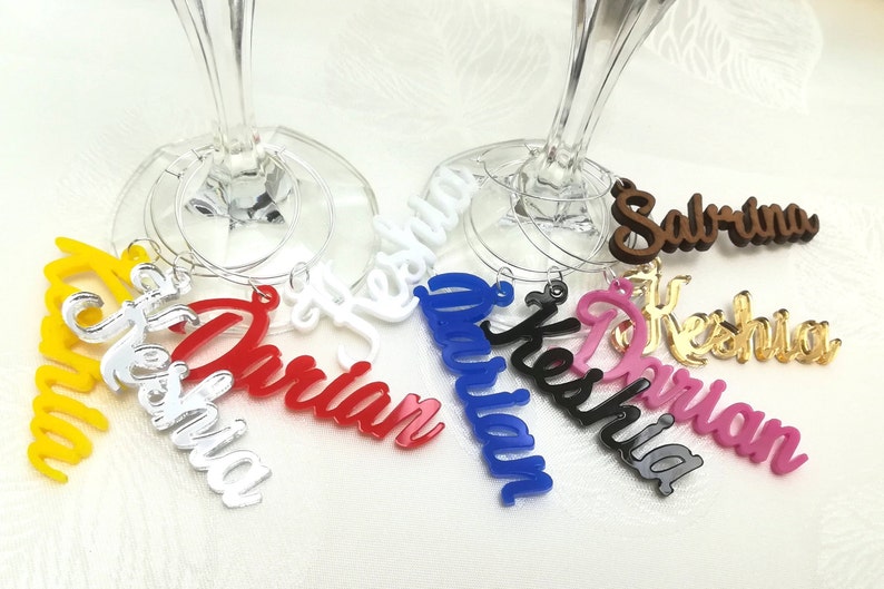 Wine Glass Charms Laser Cut Names Custom Wine Charm Custom - Etsy