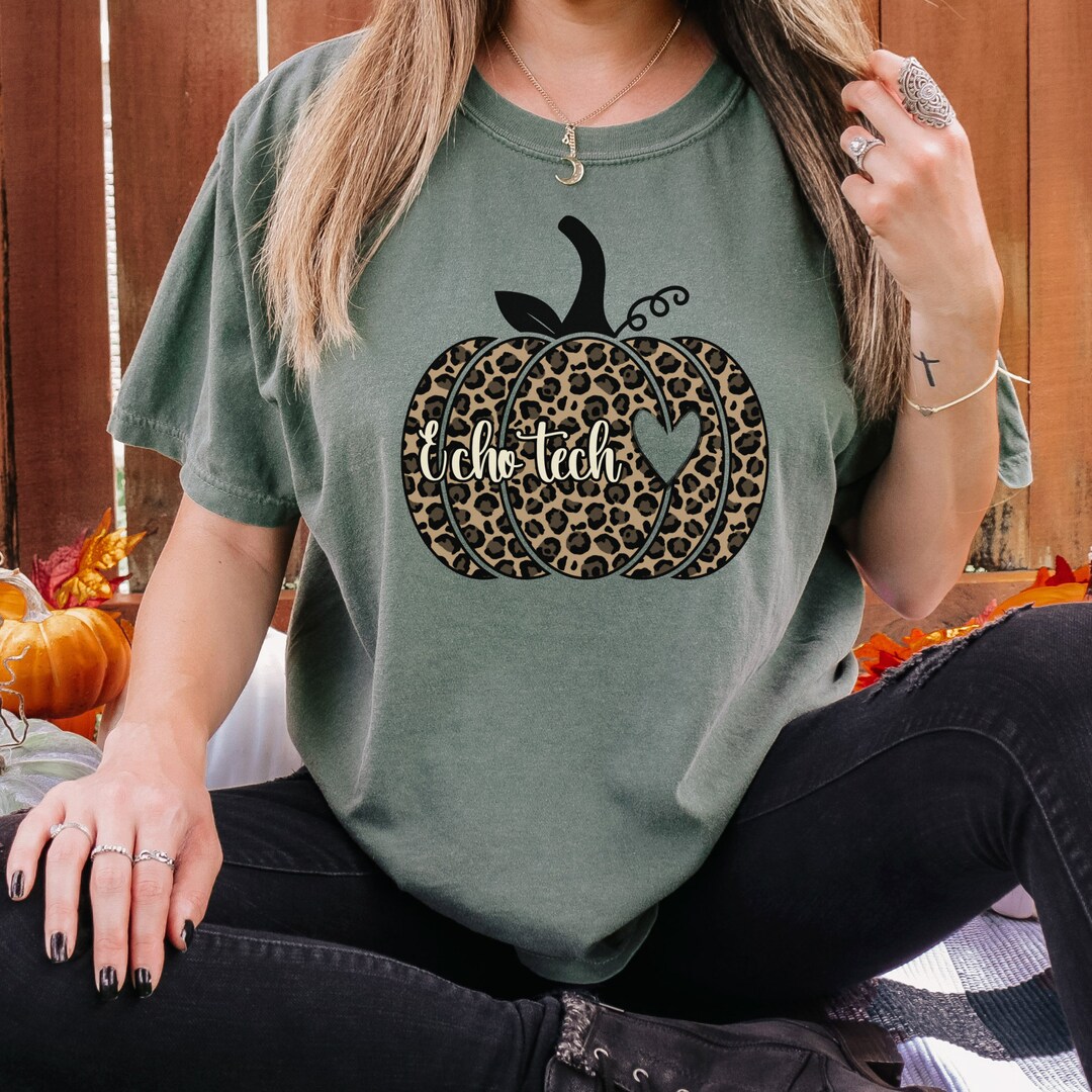Echo Tech Leopard Pumpkin Tshirt for Fall, Echocardiographer Autumn ...